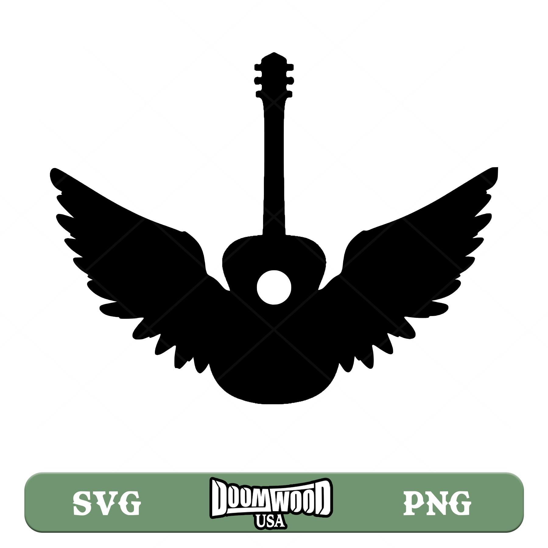 Guitar Wings Svg Png Flying Guitar Svg - Etsy