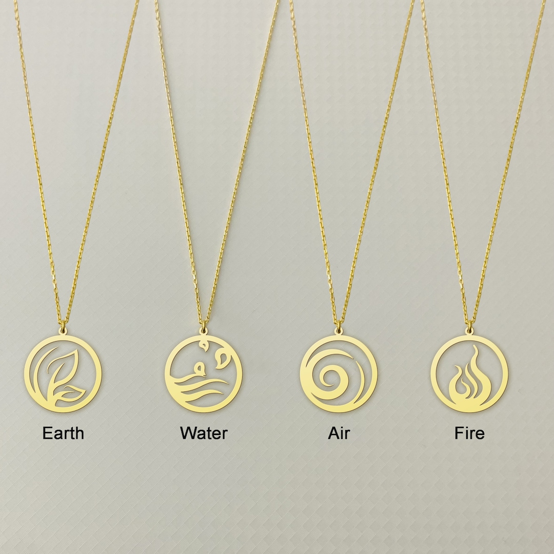 Earth Water Air Fire Four Elements Symbol Necklace, Four Elements ...