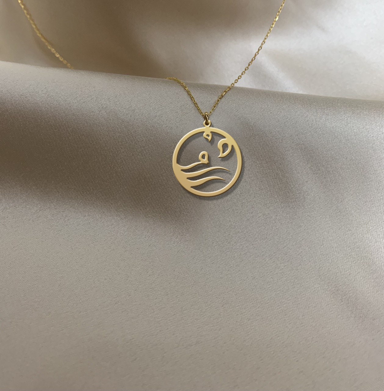 Water Elements Symbol Charm Necklace Four Elements Symbol - Etsy
