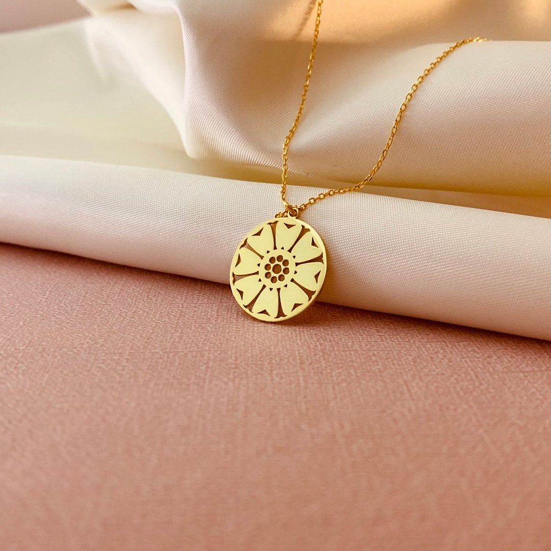 8 Petal Lotus Necklace, Eight Petal Lotus, Lotus Flower Necklace, 14K ...