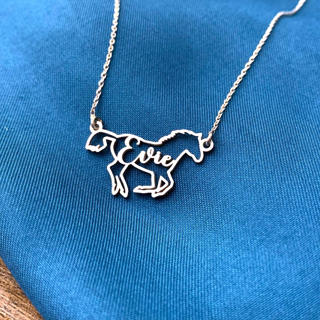 Horse Necklace, Horse Necklace for Woman, Horse Name Necklace, Custom ...