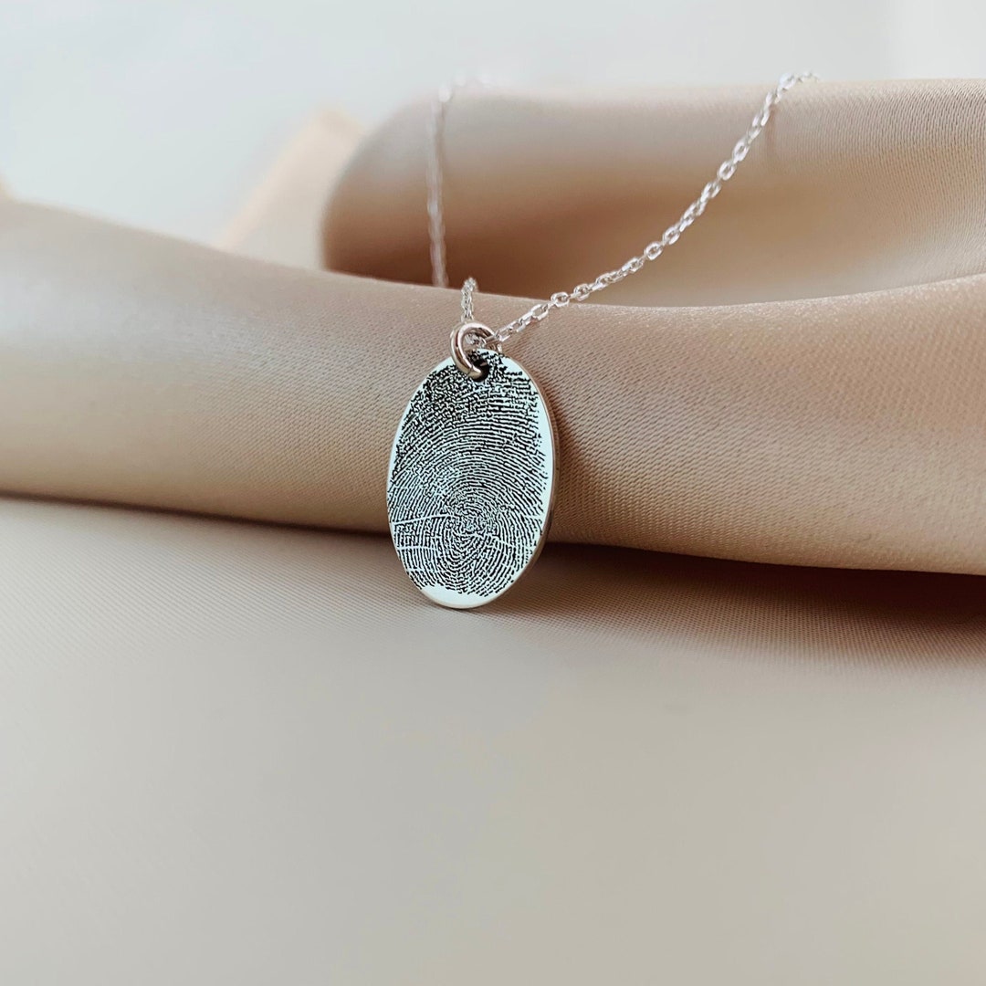 Sterling Silver Fingerprint Necklace - Personalized Necklace ...
