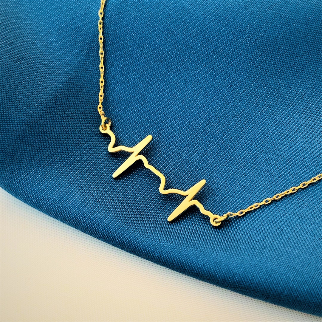 Heartbeat EKG Necklace, Sterling Silver Heartbeat Necklace, Heartbeat ...