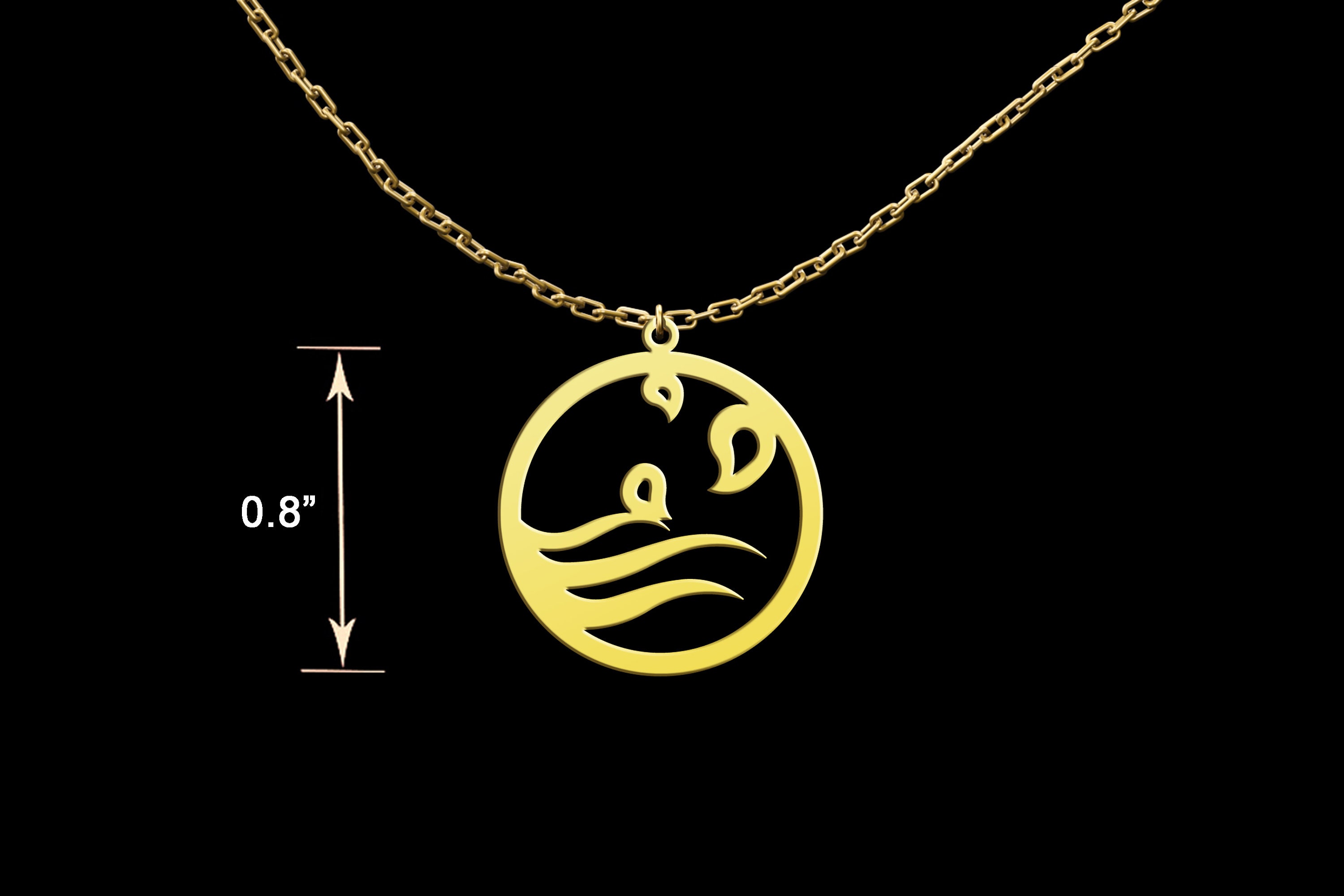 Water Elements Symbol Charm Necklace, Four Elements Symbol Pendant, 4 ...