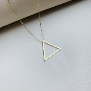 Triangle Necklace, 925 Sterling Silver Triangle Necklace, 14K Gold ...