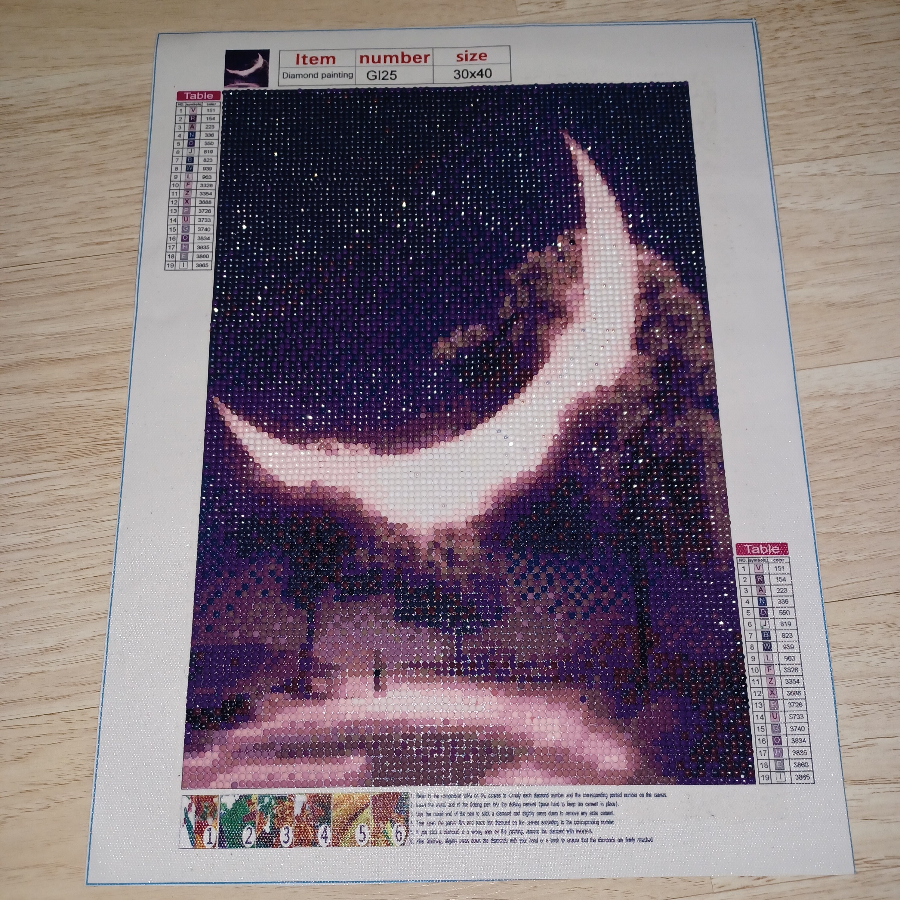Completed Moon 3D Diamond Painting- Moon Vlouds Painting With Diamonds ...