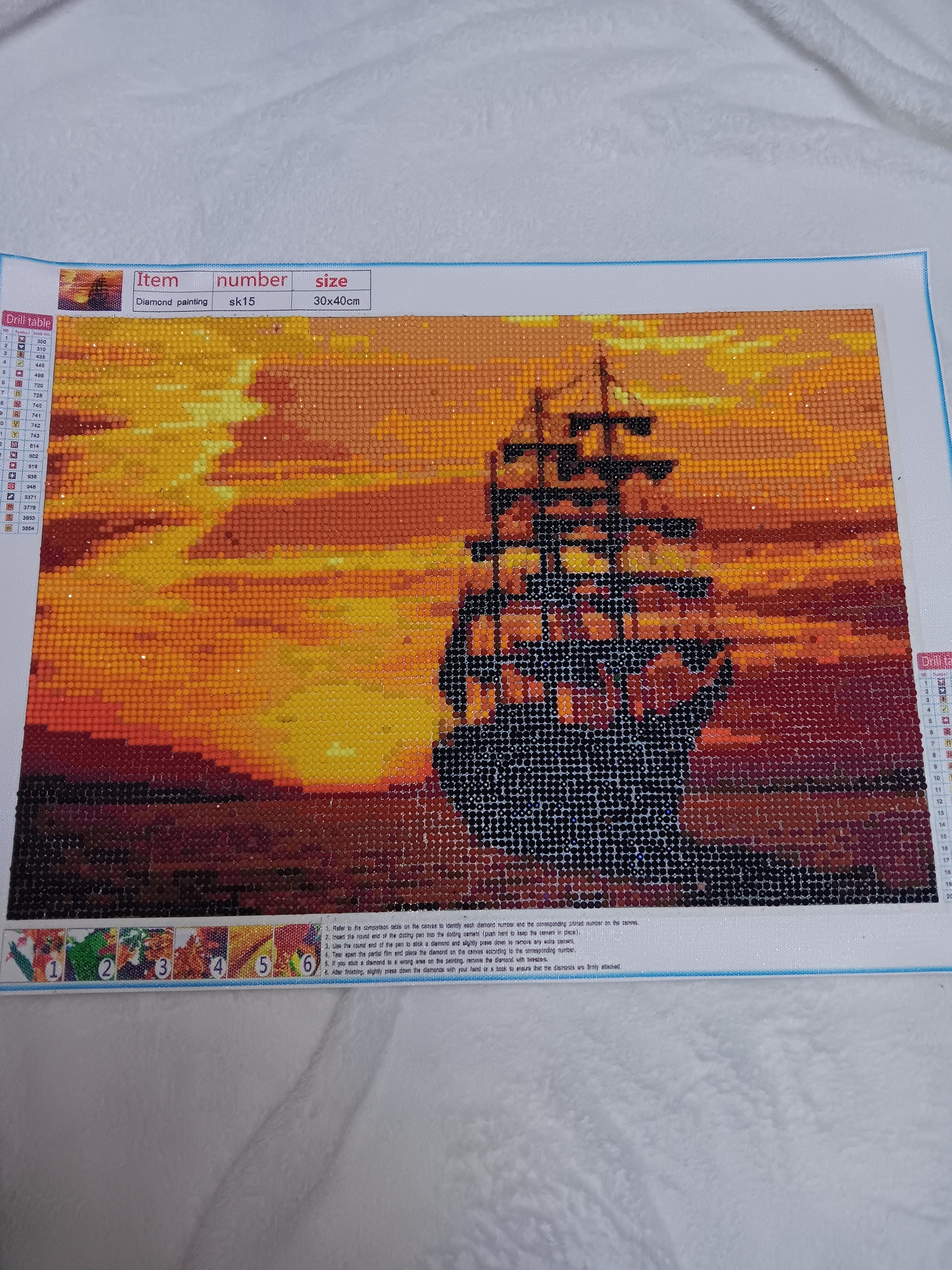 Completed Ship Boat 3D Diamond Painting- Ship Silhouette Painting With ...
