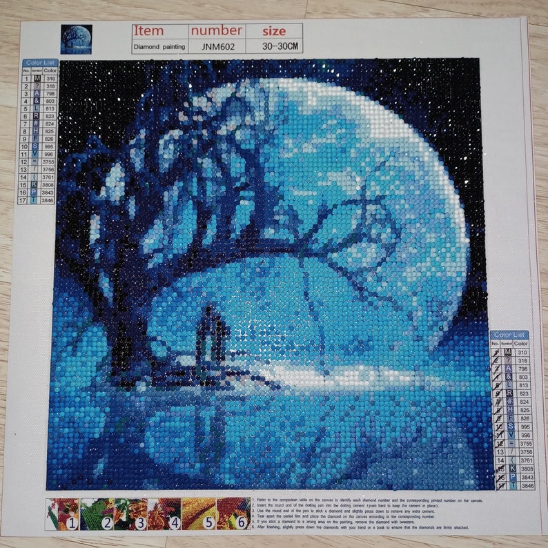 Completed Night Moon 3D Diamond Painting- Moon Tree Painting With ...