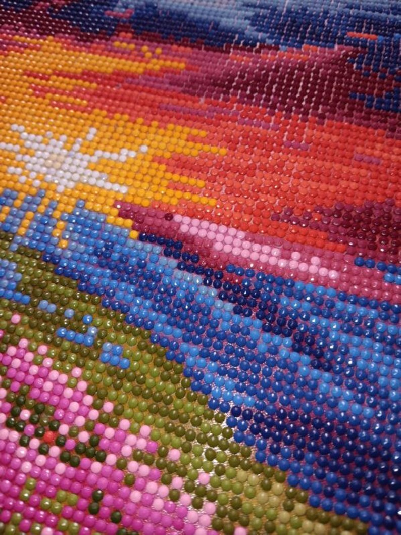 Sunset Fields 3D Diamond Painting - 3D - Sunset and Flowers Diamond ...