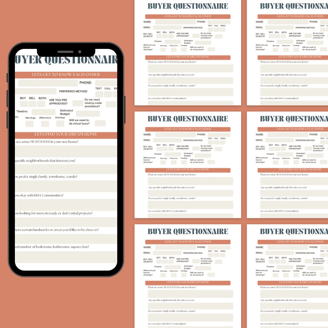 Real Estate Buyer Questionnaire Template Buyer Consult - Etsy