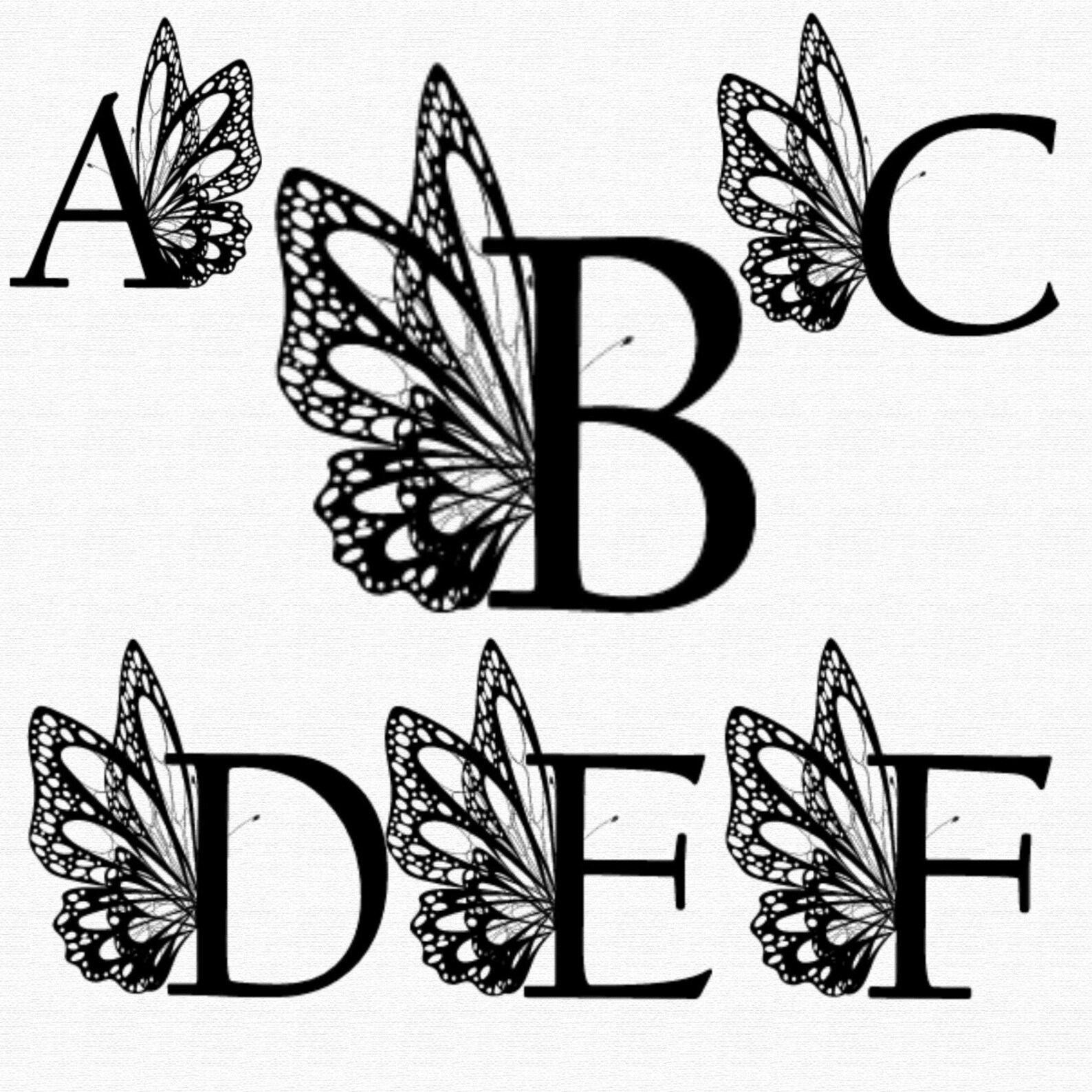 Butterfly Alphabets Svg Bundle| Butterfly Alphabets Png | Butterfly ...