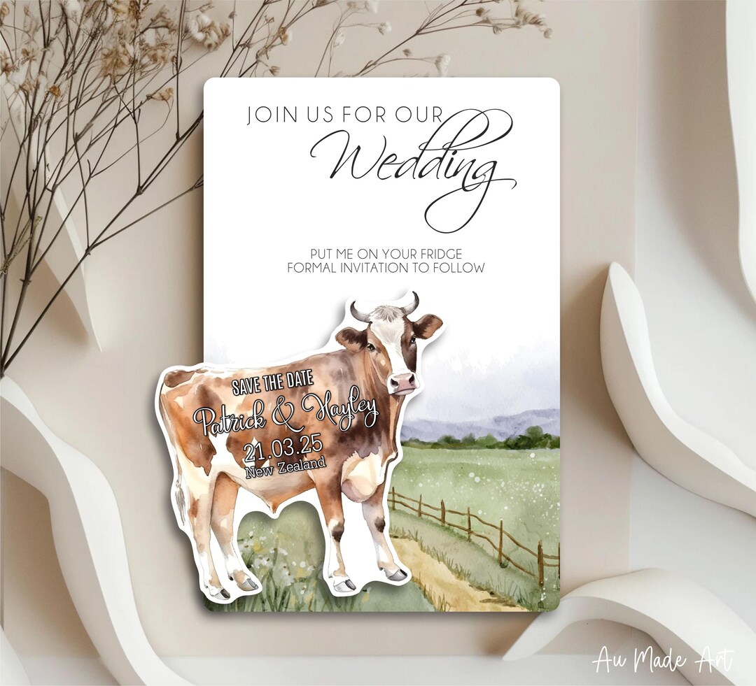 Cow Save the Date Magnets With Cards by Oxee, Dairy Cattle Wedding Save ...