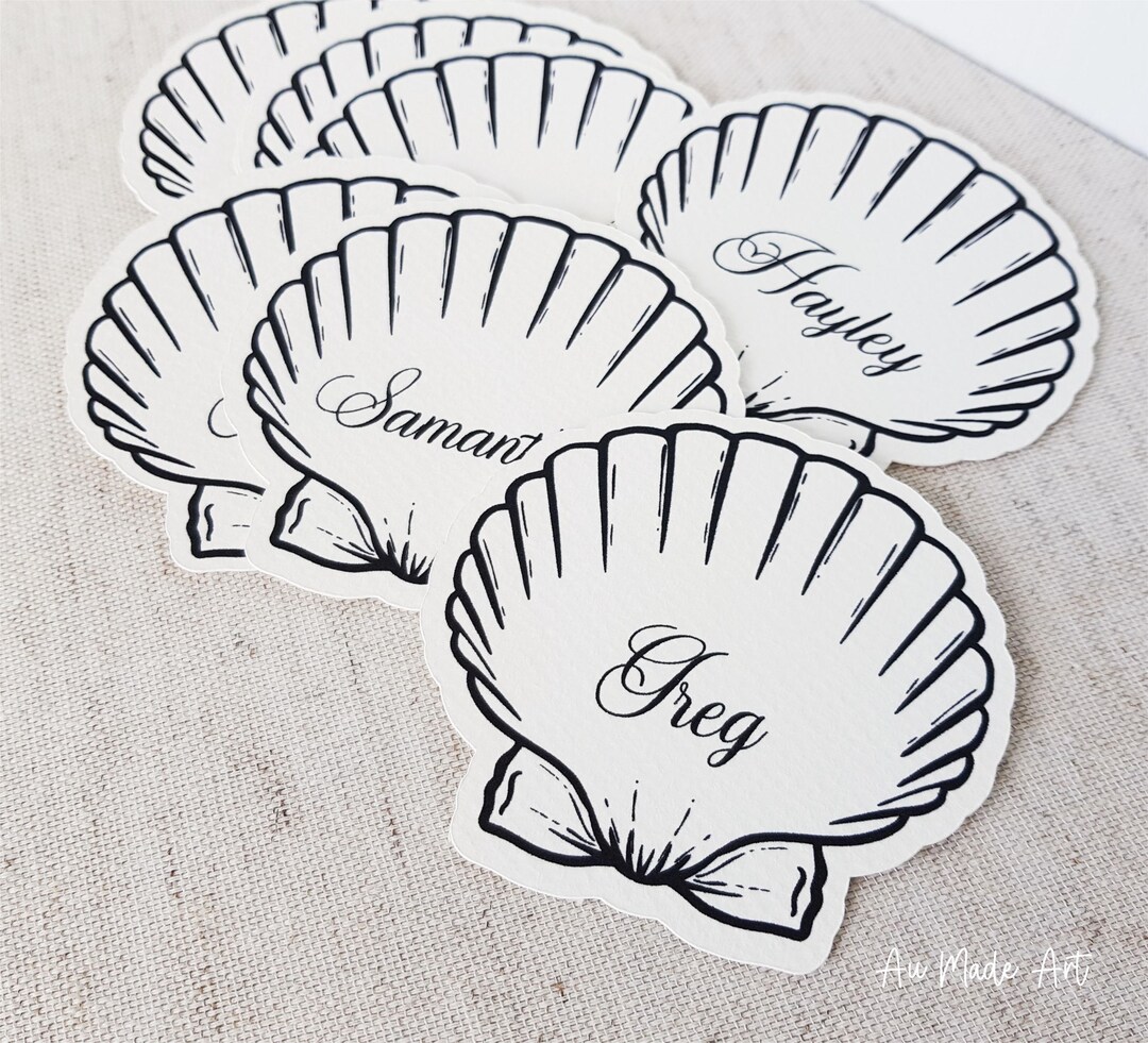 Shell Guest Place Cards by Oxee, Watercolor Custom Place Cards - Etsy