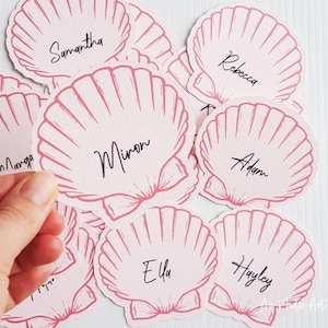 Shell Guest Place Cards by Oxee, Watercolor Custom Place Cards - Etsy
