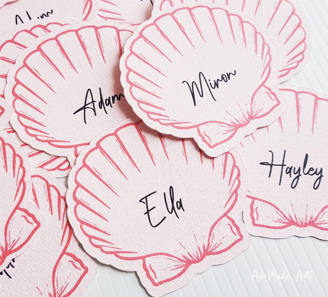 Shell Guest Place Cards by Oxee, Watercolor Custom Place Cards - Etsy