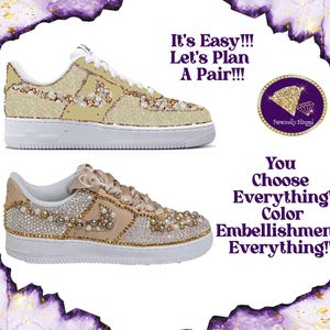 Lenore--authentic Custom Blinged Air Force Ones Af1s Wedding Shoes - Etsy