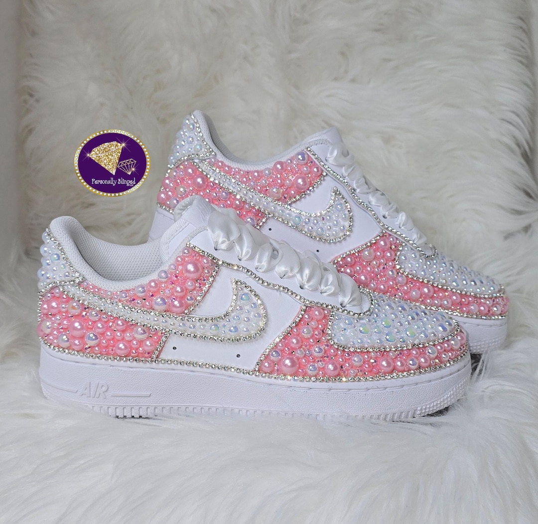 Custom Blinged Air Force Ones Authentic Af1s Wedding Shoes 