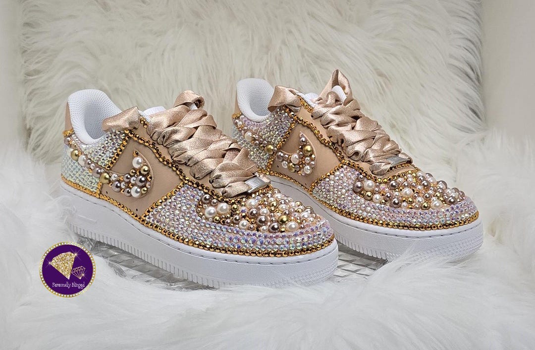 Lenore--authentic Custom Blinged Air Force Ones Af1s Wedding Shoes - Etsy