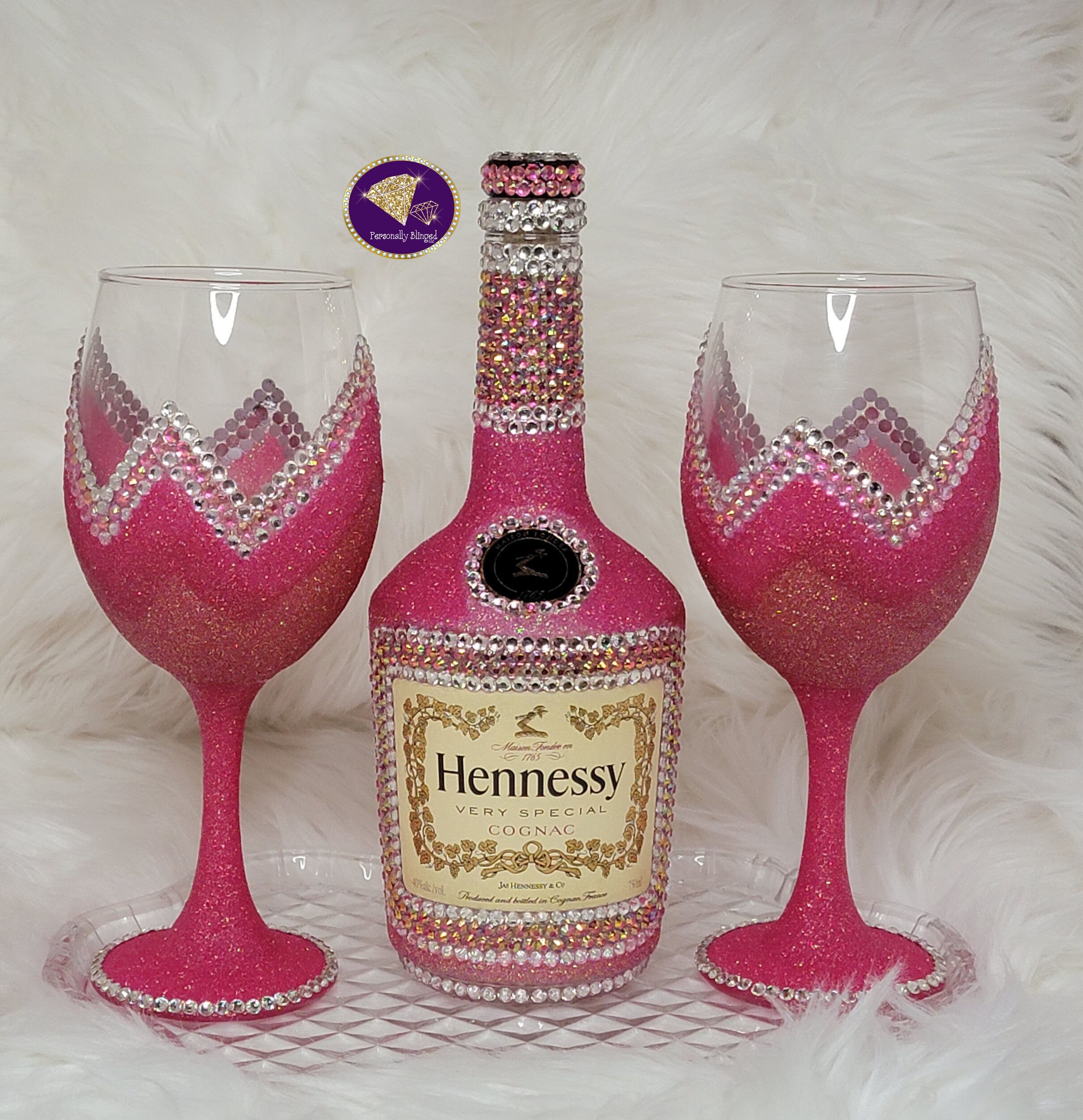 Blush--upgraded, Two-toned Pink Blinged Out 750ml Bottle Set Unique ...