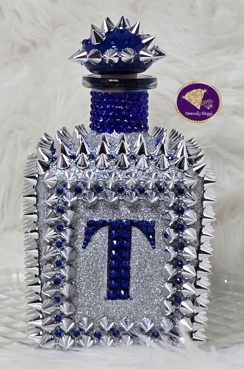 Blinged Tequila Bottle: Silver & Gold Spiked Glam Decor (750ml) "jagged ...