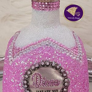 Blinged Pink Liquor Bottle Set: Personalized Peek-a-boo, Glitter Shot ...