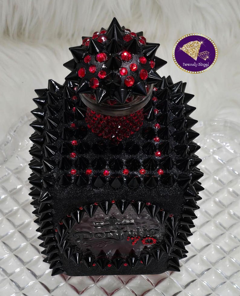 Blinged Tequila Bottle: Silver & Gold Spiked Glam Decor (750ml) "jagged ...