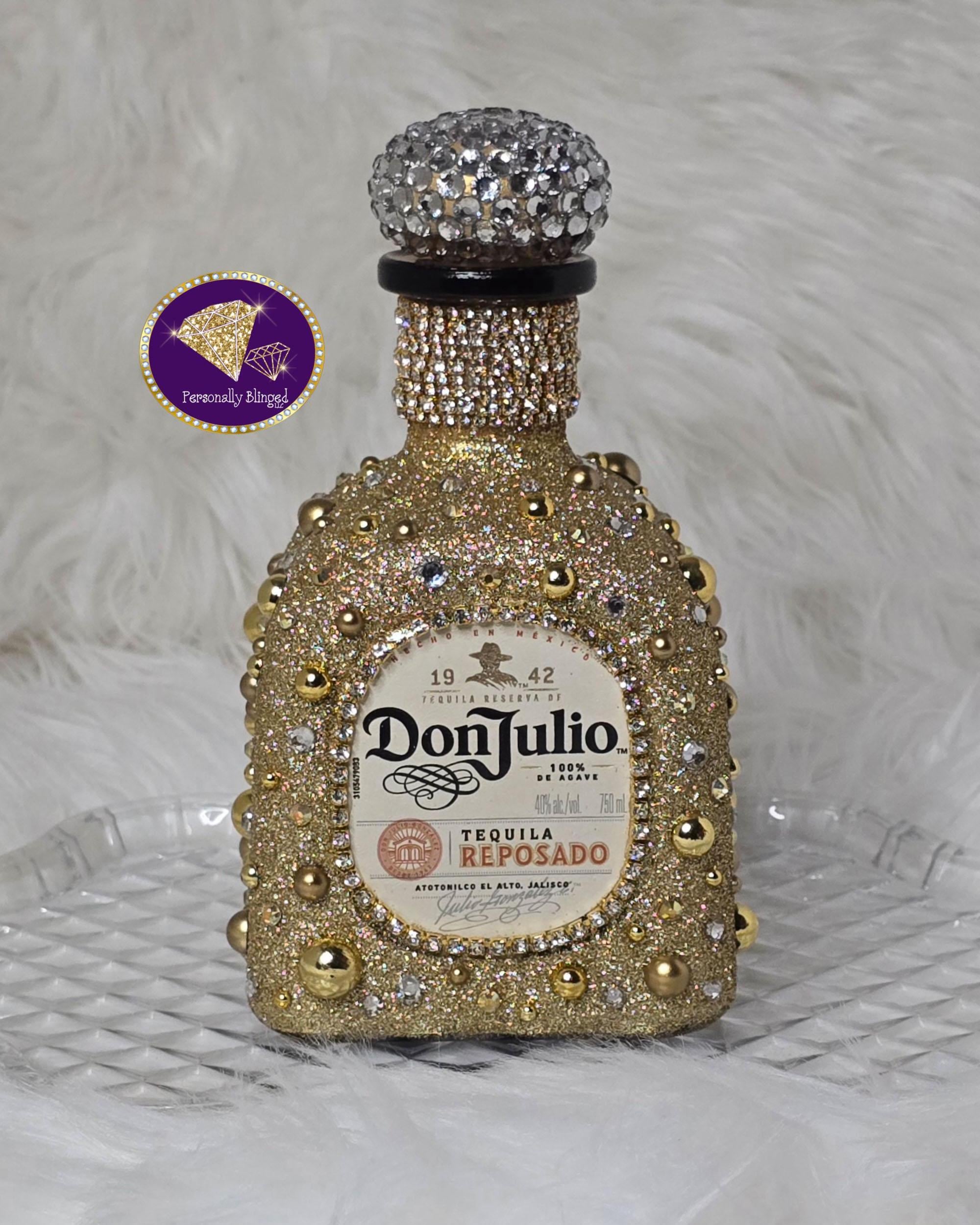 Sparkles--beautiful Custom 750ml Glam Gold Tequila Bottle With Diamonds ...