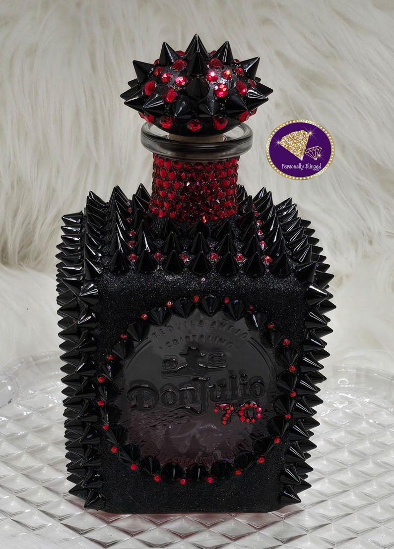 Blinged Tequila Bottle: Silver & Gold Spiked Glam Decor (750ml) "jagged ...