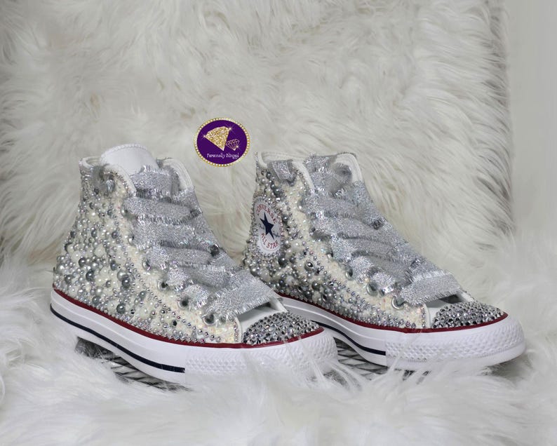 Chuckie4--authentic Custom Blinged Chucks--chucks and Pearls - Etsy
