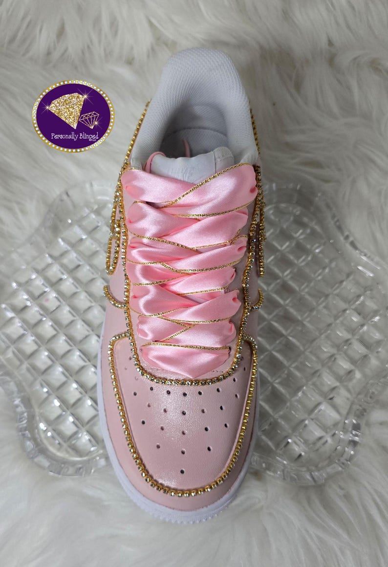 Custom Air Force 1s, All One Color, Rhinestone Trim, Ribbon Laces - Etsy