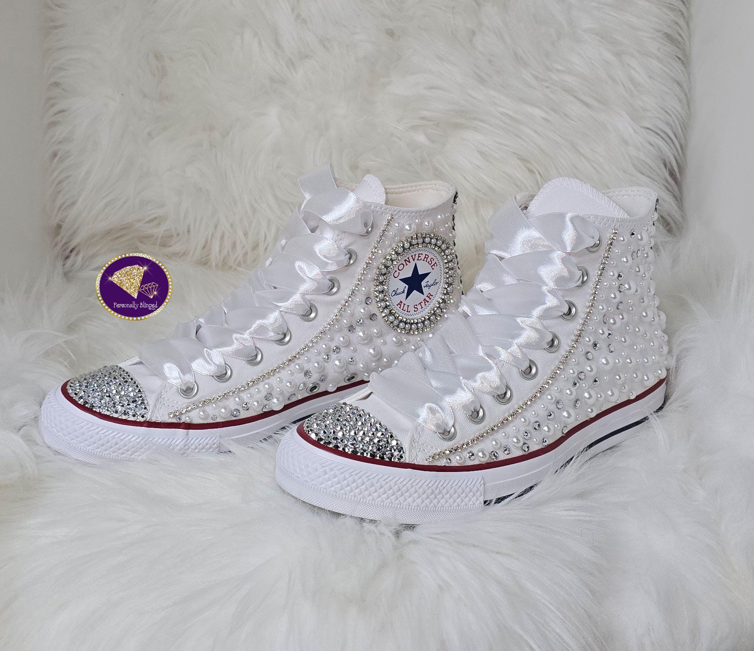 Chuckie4--authentic Custom Blinged Chucks--chucks and Pearls - Etsy
