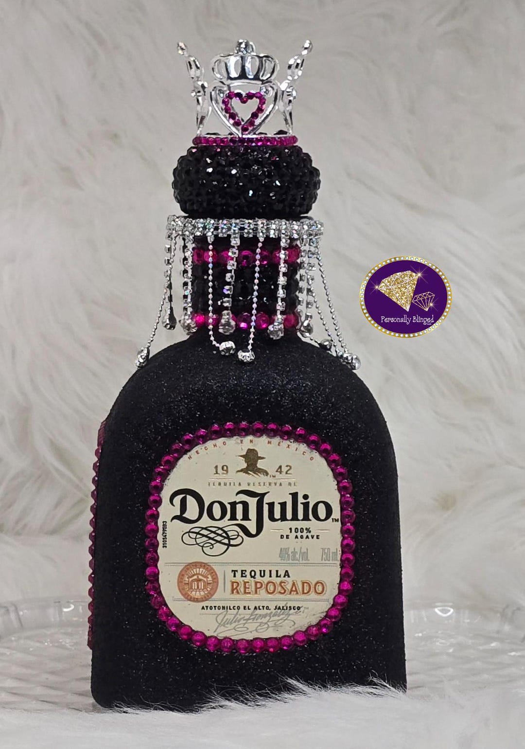 Shakira--beautiful Custom Black Blinged Out 750ml Glam Tequila Bottle ...