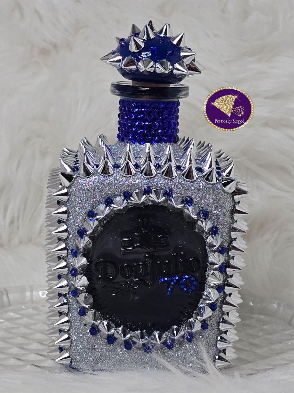 Blinged Tequila Bottle: Silver & Gold Spiked Glam Decor (750ml) "jagged ...