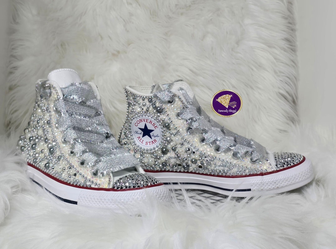 Chuckie4--authentic Custom Blinged Chucks--chucks and Pearls - Etsy