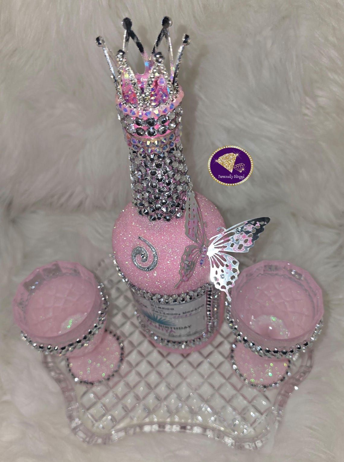 Blinged Tequila Decanter Set Personalized With LED Tray Bar Decor (the ...