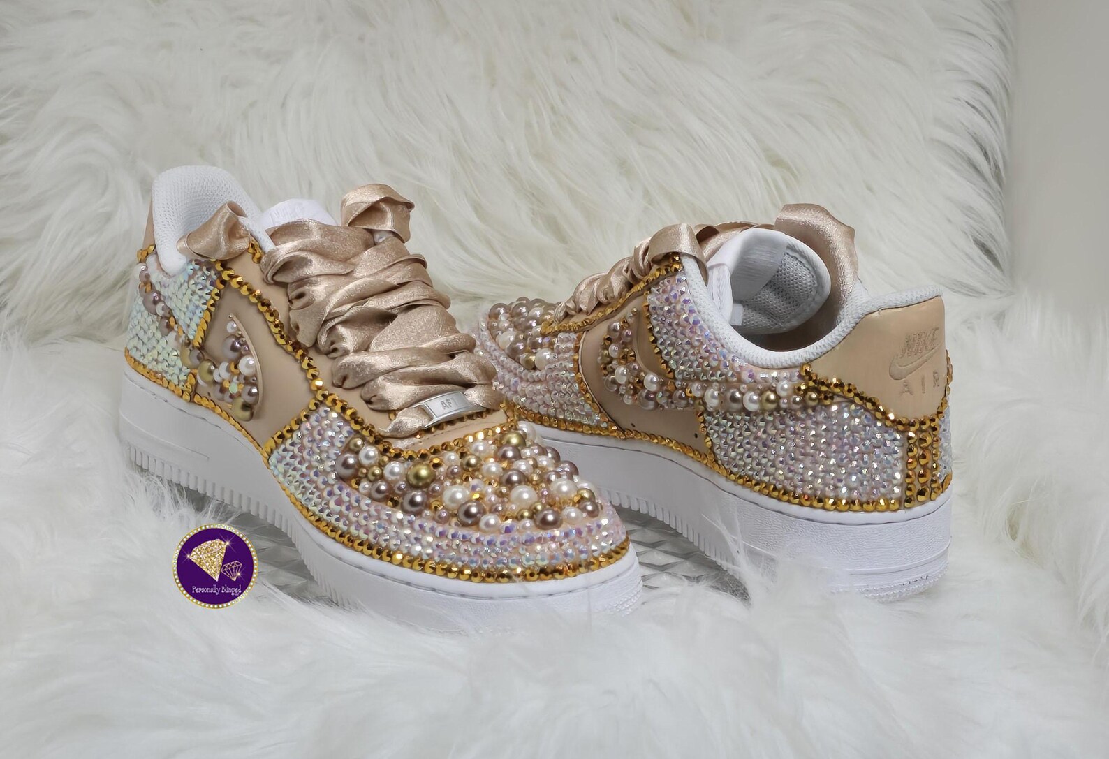 Lenore--authentic Custom Blinged Air Force Ones Af1s Wedding Shoes - Etsy