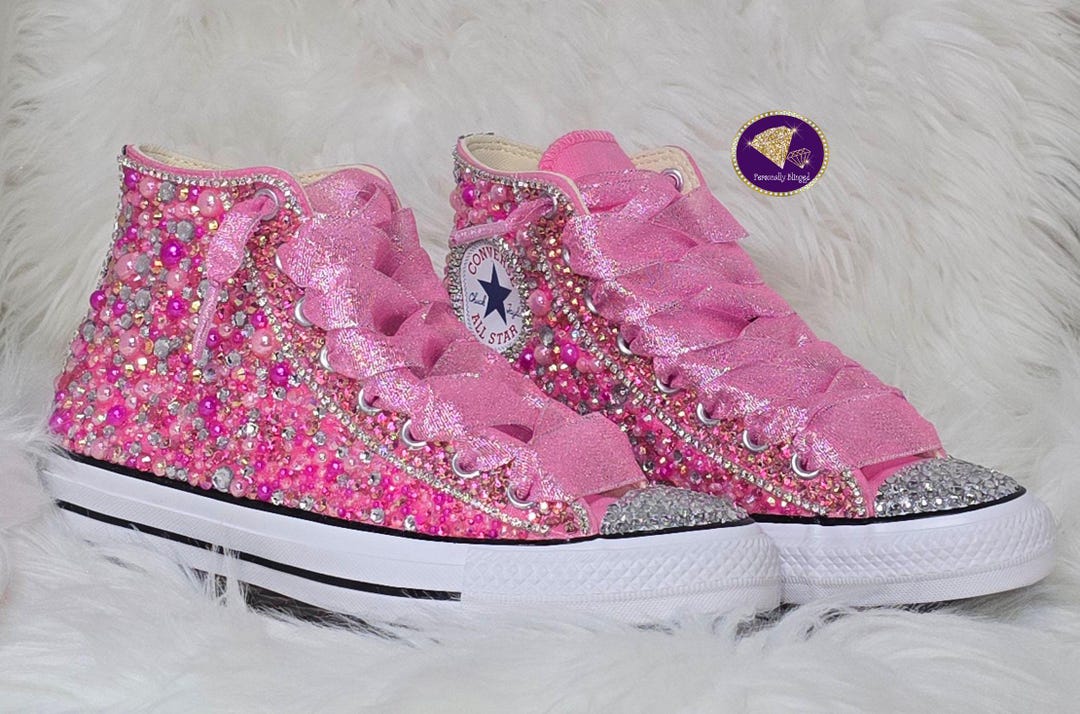 Chuckie2--authentic Custom Blinged Chucks--chucks and Pearls - Etsy