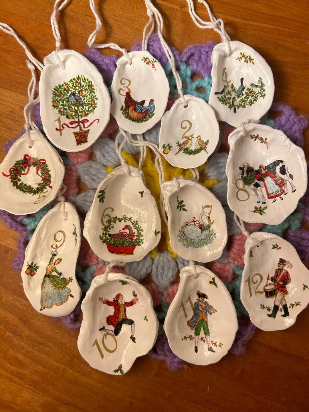 The Twelve Days of Christmas / Decoupage Oyster Shell Christmas ...