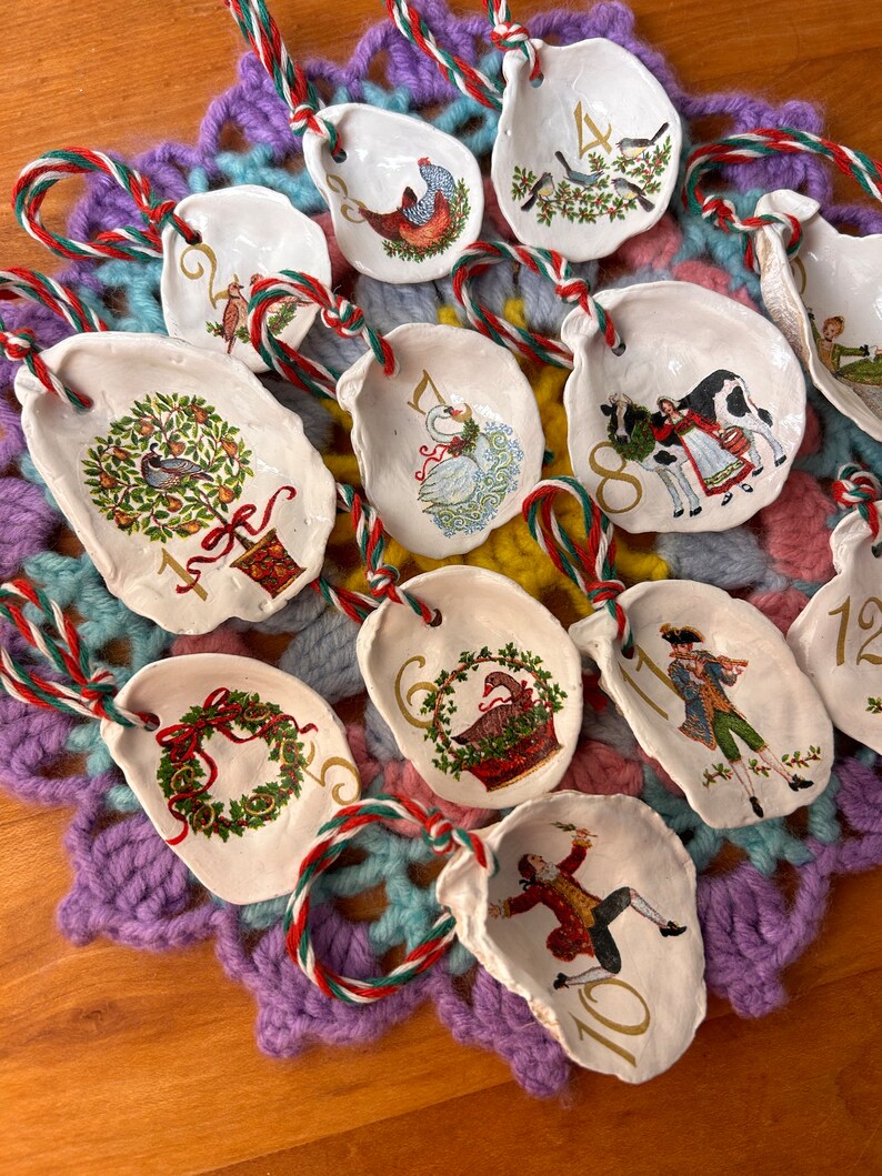 The Twelve Days of Christmas / Decoupage Oyster Shell - Etsy