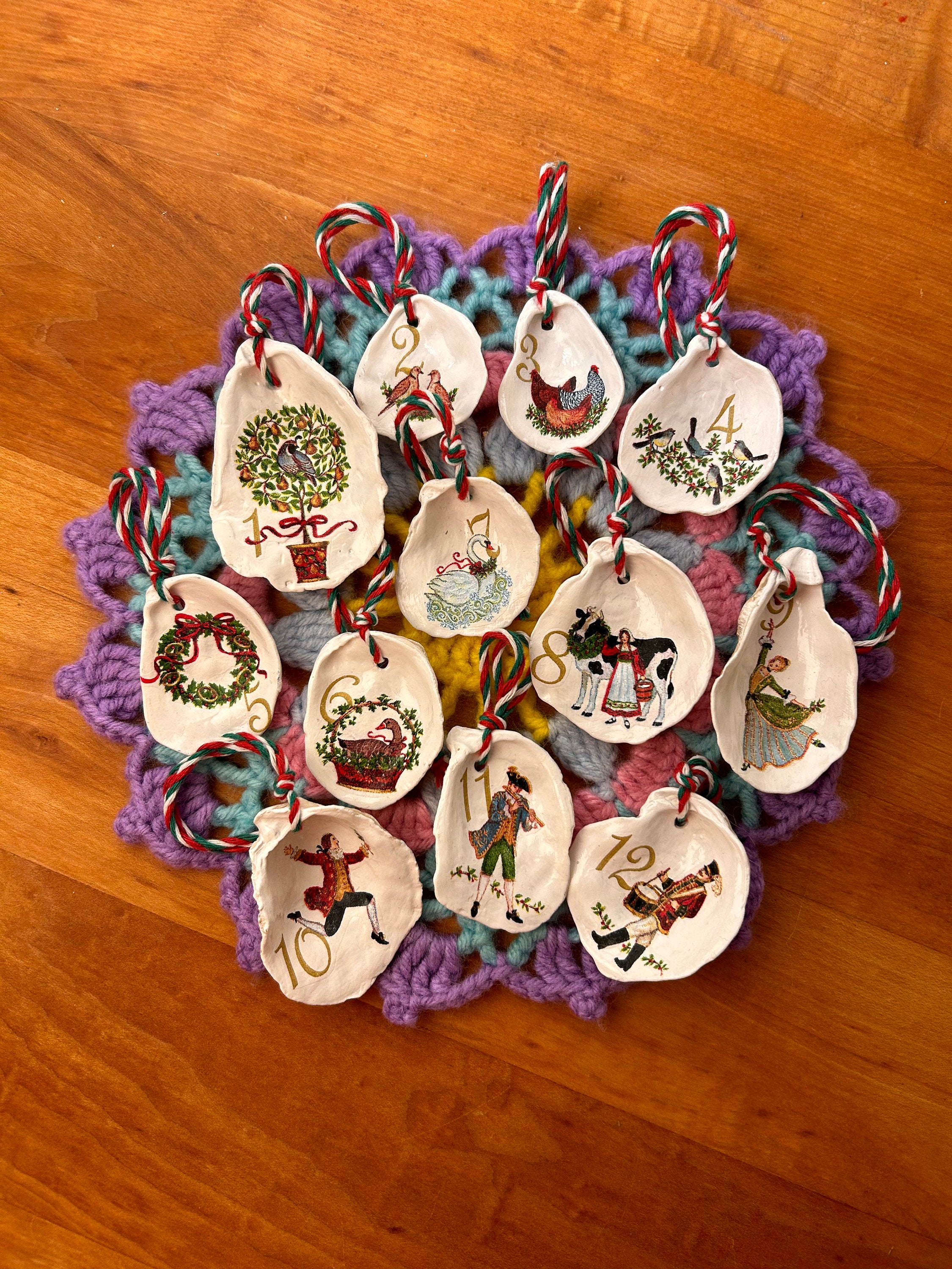 The Twelve Days of Christmas / Decoupage Oyster Shell - Etsy