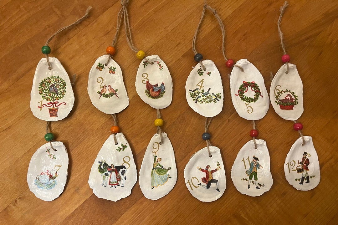 The Twelve Days of Christmas / Decoupage Oyster Shell - Etsy