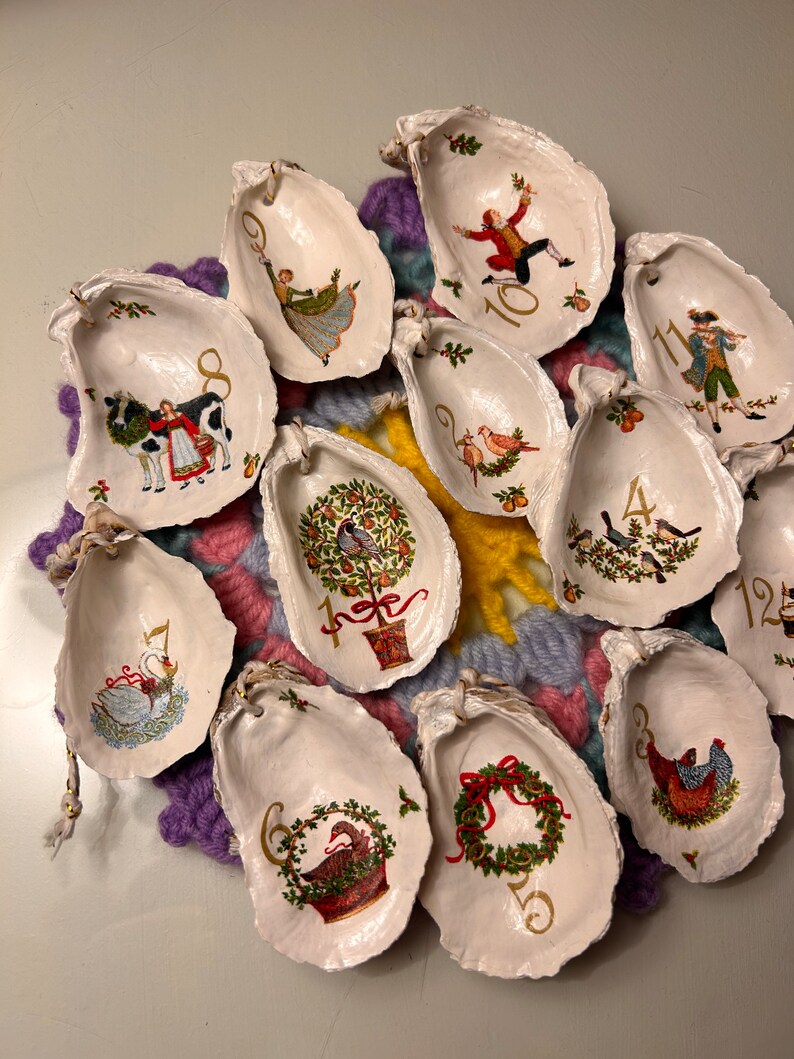 The Twelve Days of Christmas / Decoupage Oyster Shell Christmas ...