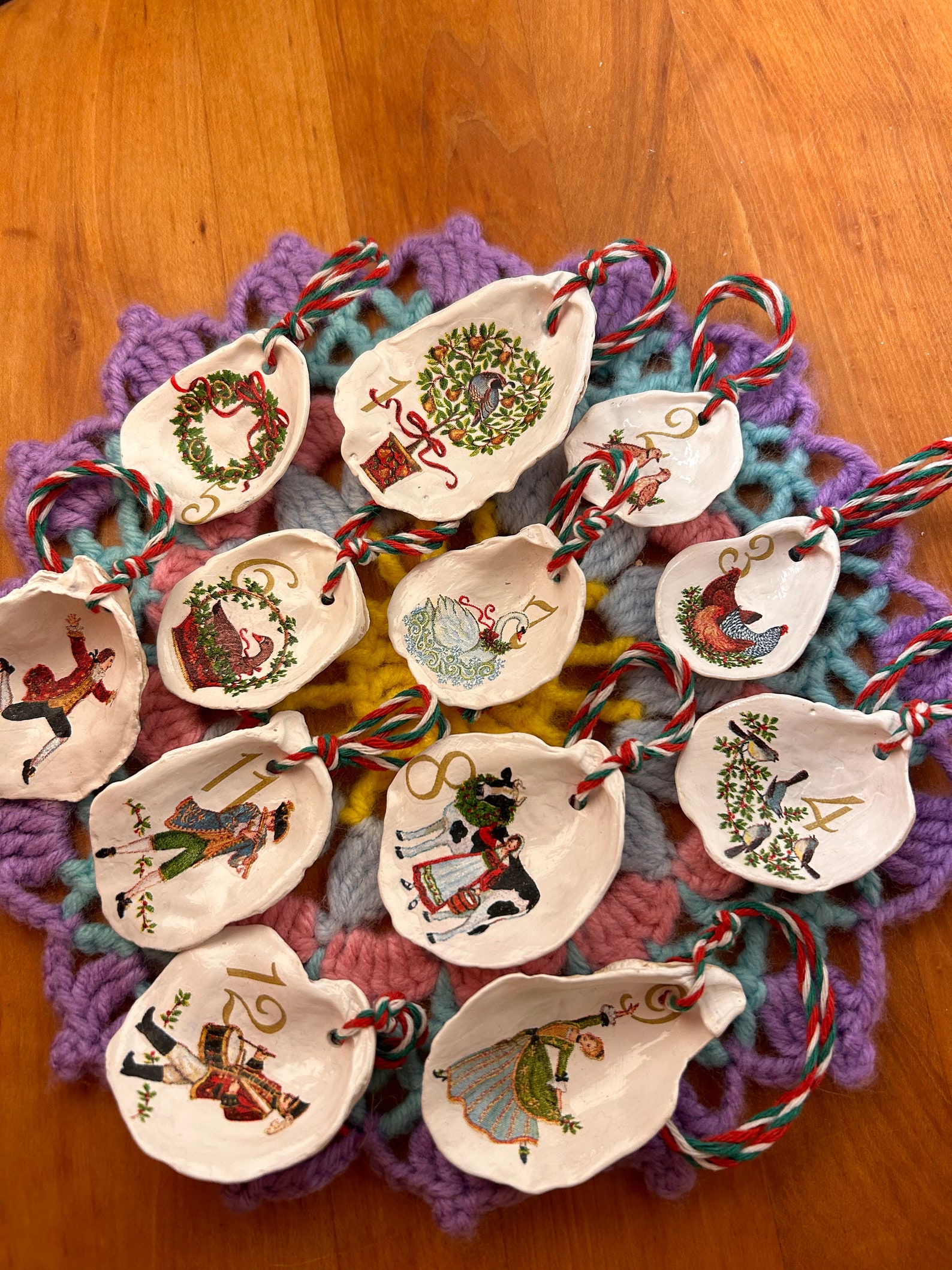 The Twelve Days of Christmas / Decoupage Oyster Shell - Etsy