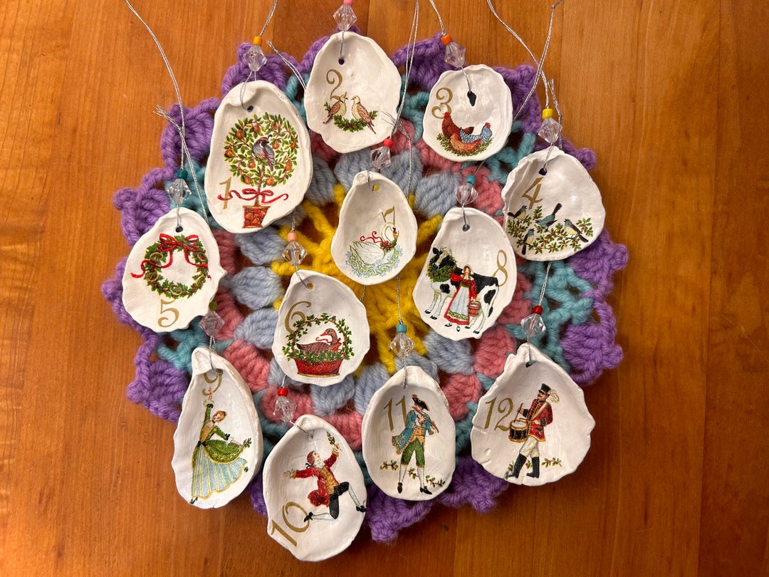 The Twelve Days of Christmas / Decoupage Oyster Shell - Etsy UK