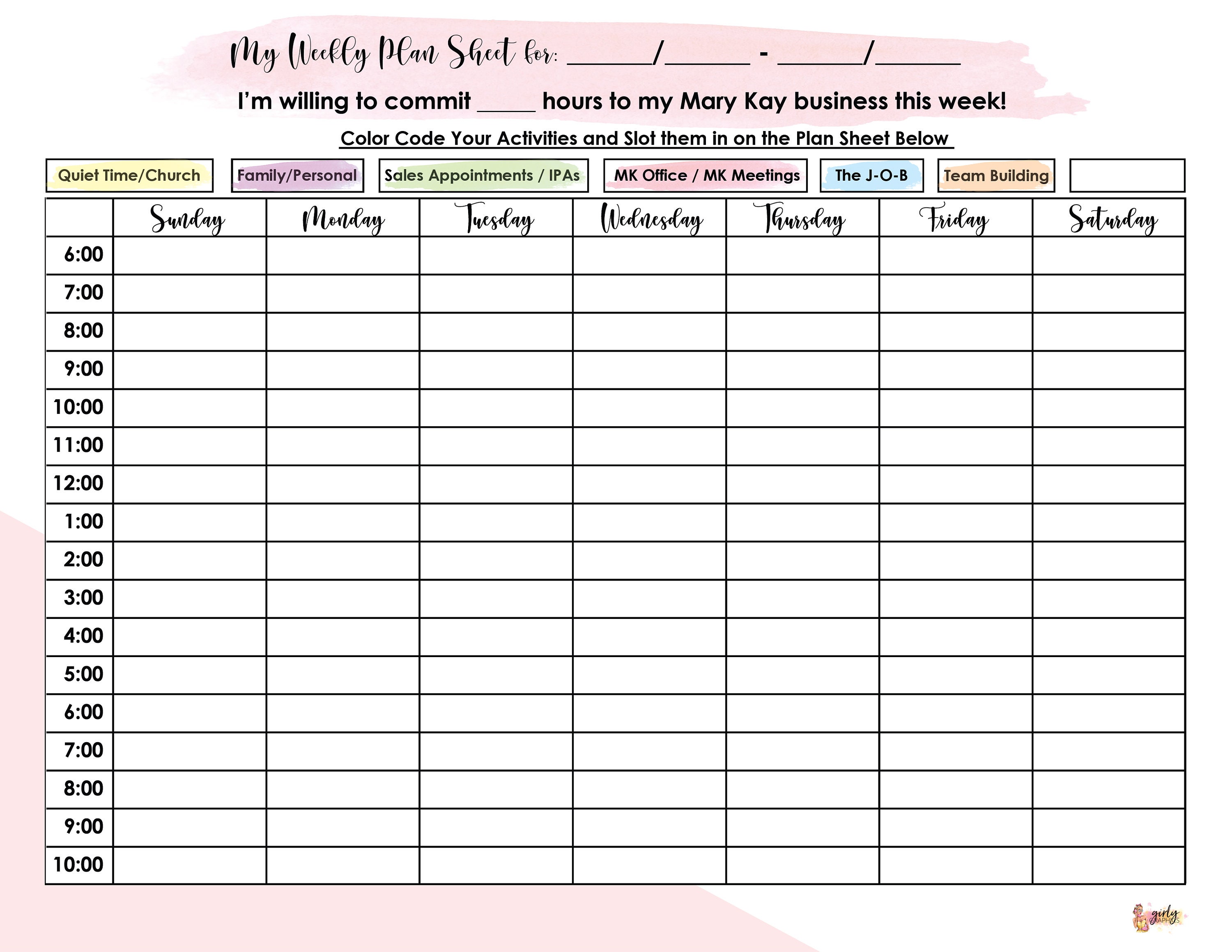 Hoja de plan semanal Calendario Planificador Plan Lista de - Etsy México