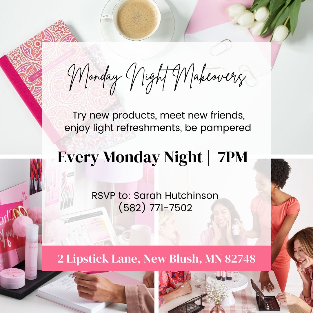 Mary Kay Makeover Invitation Template Personalize Canva - Etsy