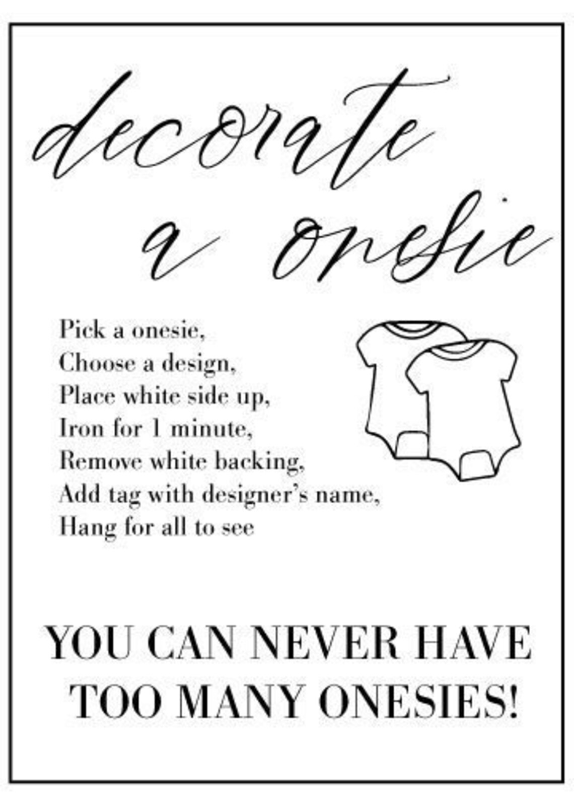 Onesie Making Station Sign - Etsy