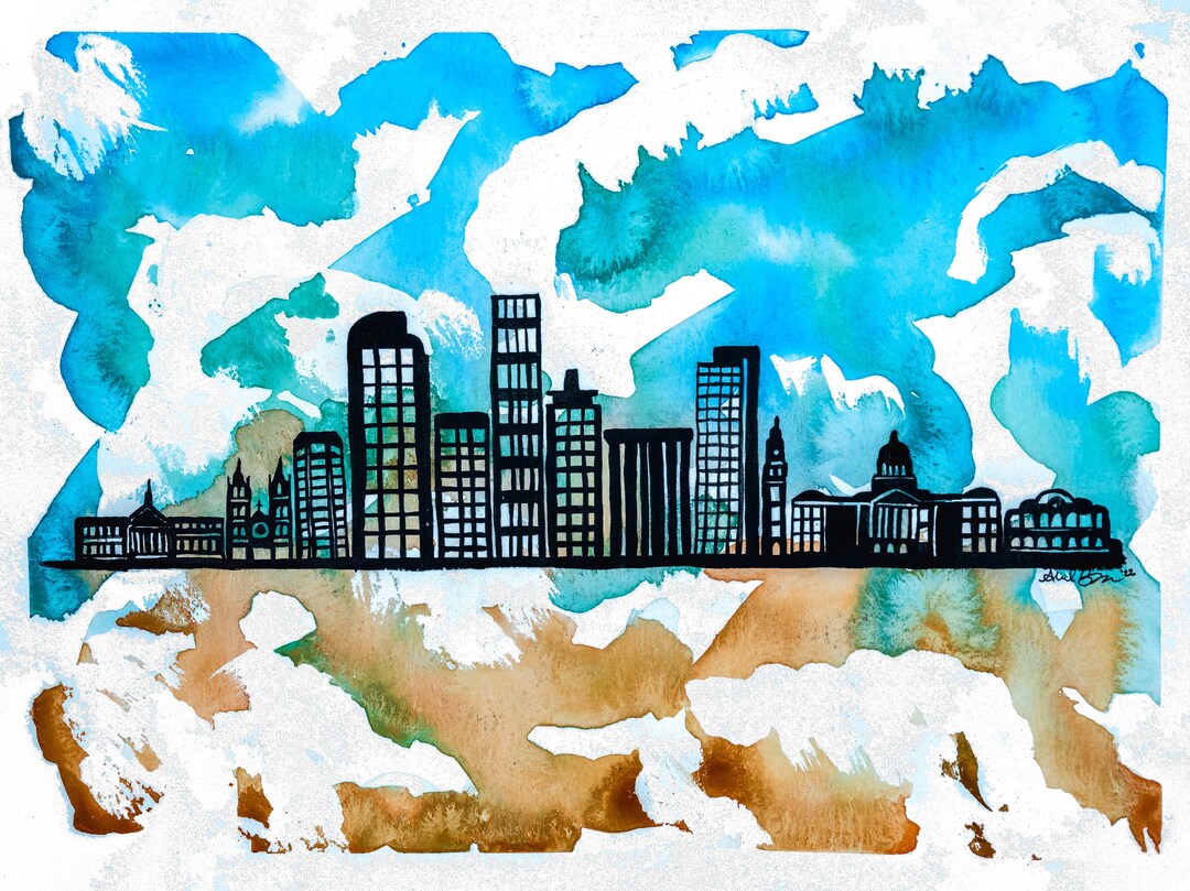Watercolor Denver Skyline, Art Print - Etsy