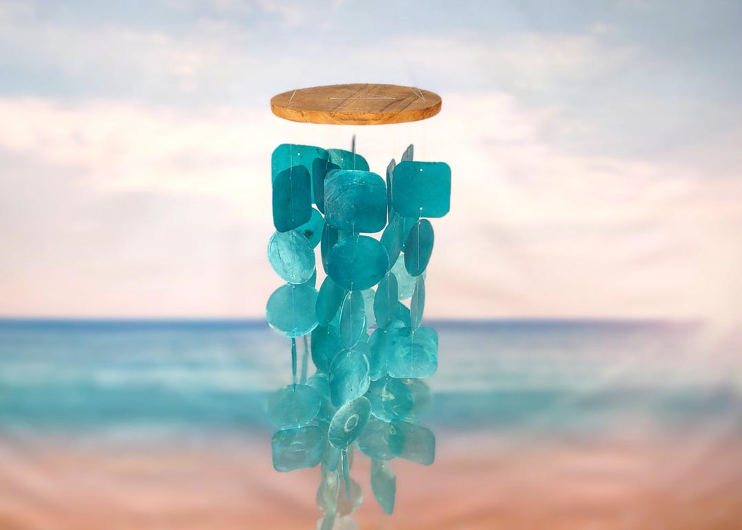 Turquoise Capiz Shell Wind Chime (1 Chime Approx. 20 X 5.5 Inches ...