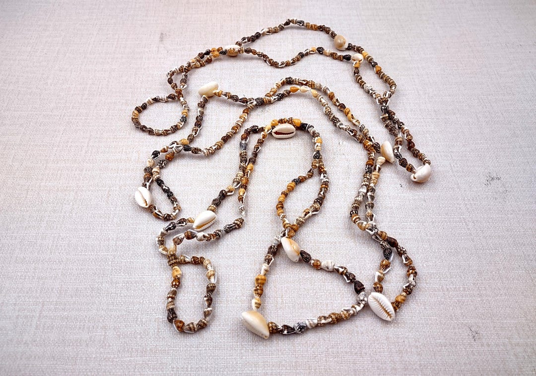 Natural Nassa Shell Necklace Leis (3 Leis Approx. 0.20+ Inch X 34 Inch ...